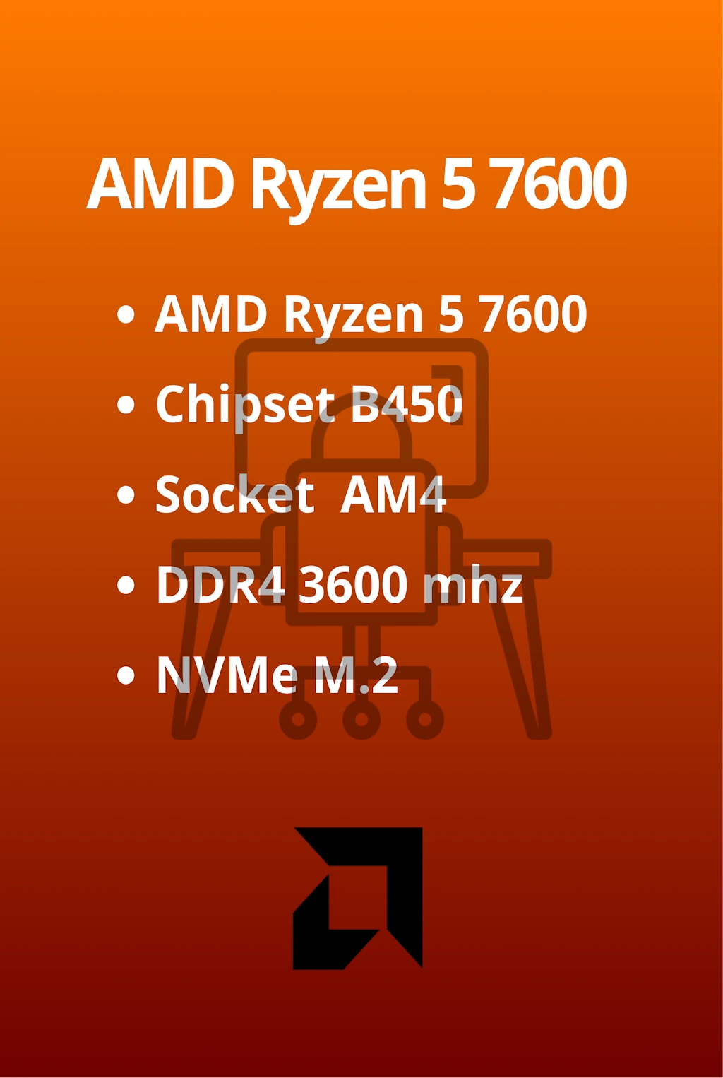 Workstation Clonico AMD Ryzen 5 7600 | RAM DDR4 | Disco SSD NVMe M.2 ...
